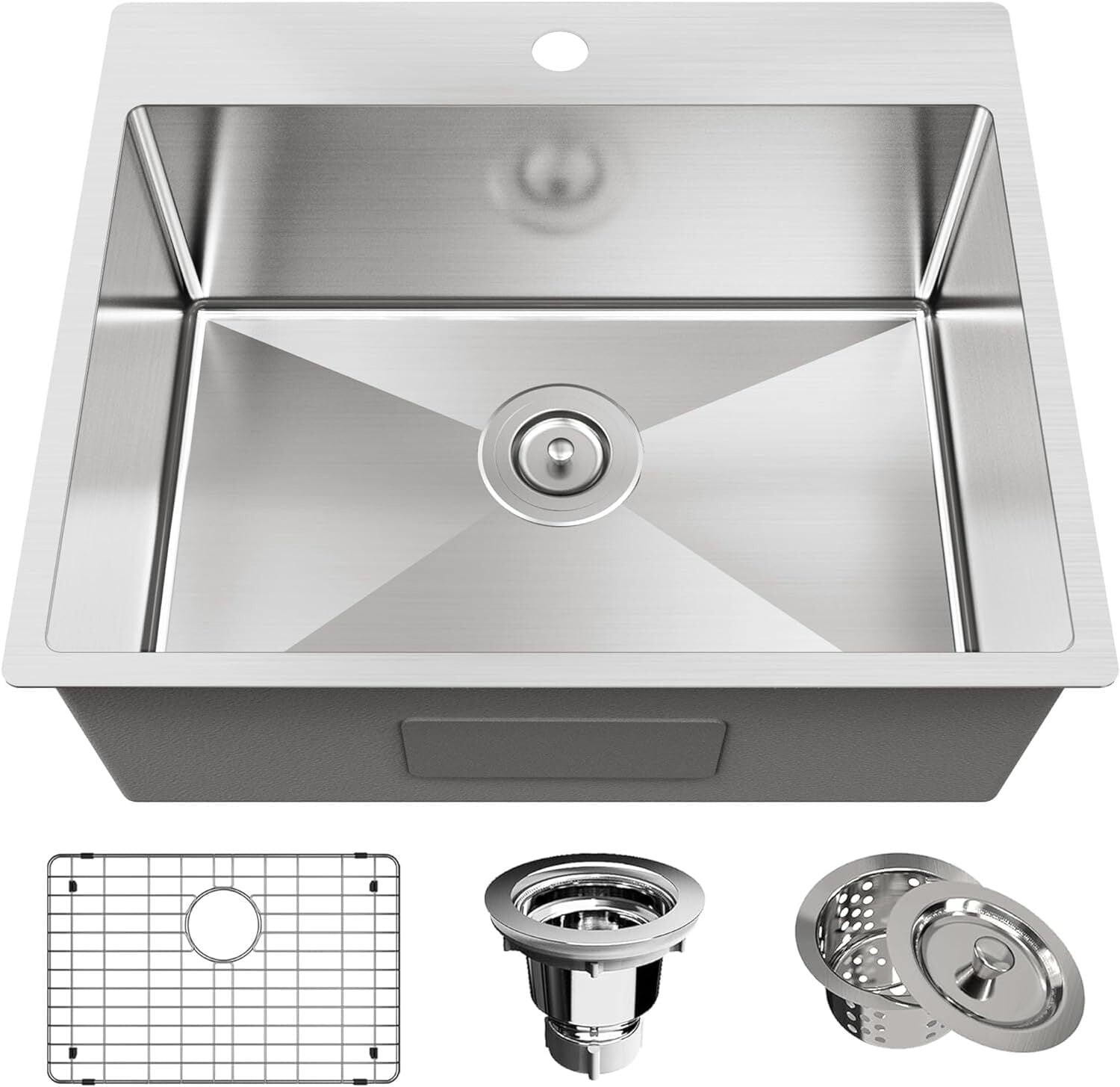 Kitchen Sink Stainless Steel 25 x 22 Inch Single Bowl Drop In Kitchen ...