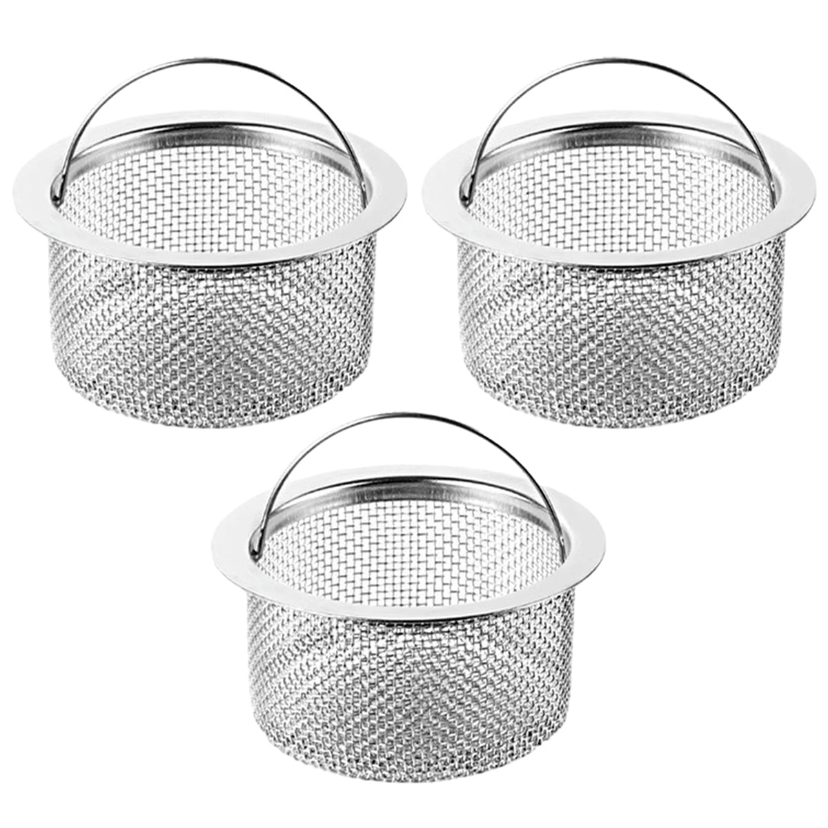 Kitchen Sink Strainer3 Pack Sink Strainer Basket With Handle68cm Diameterstainless Steel