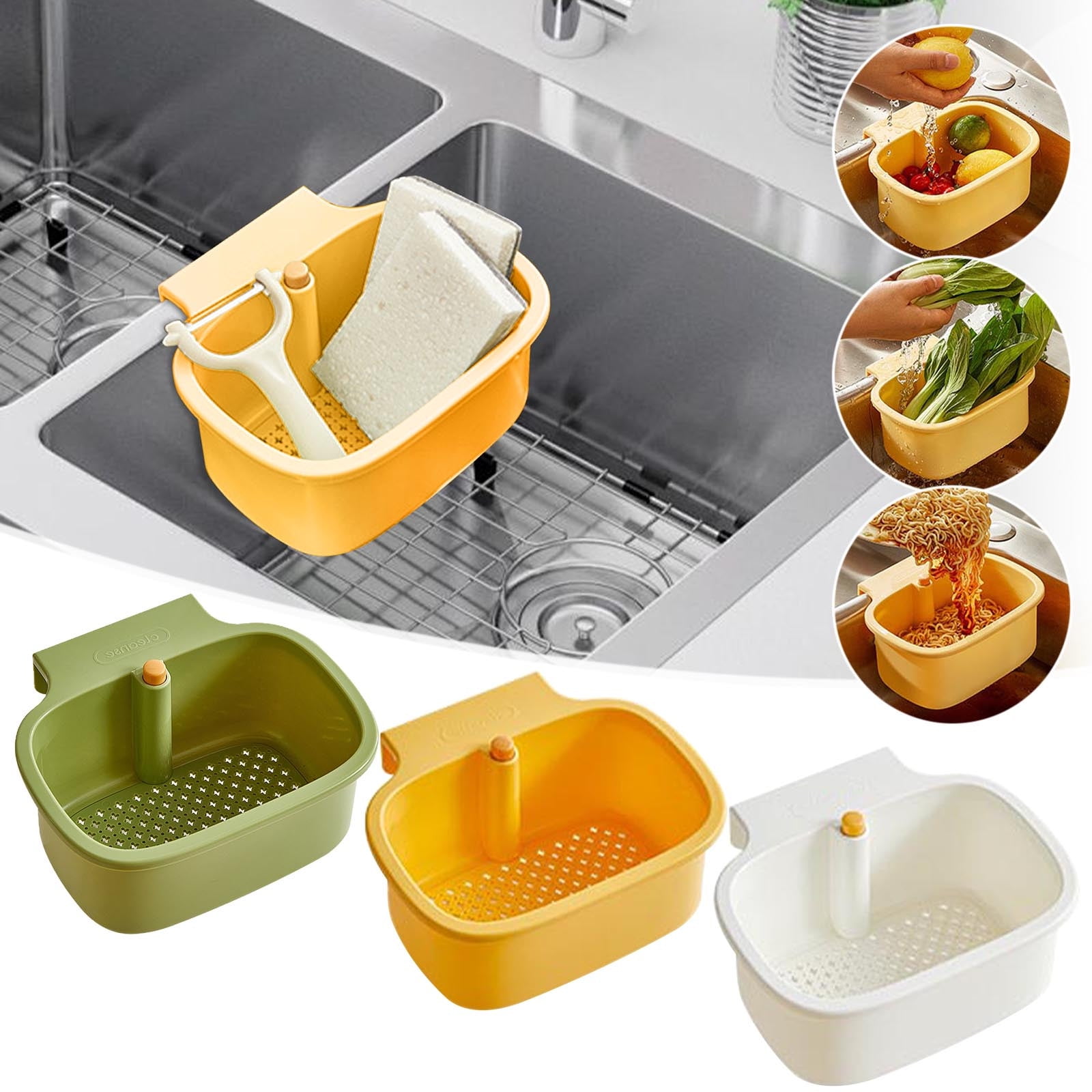 Kitchen Sink Strainer Basket | Hangable Plastic Stainless Steel | Food ...
