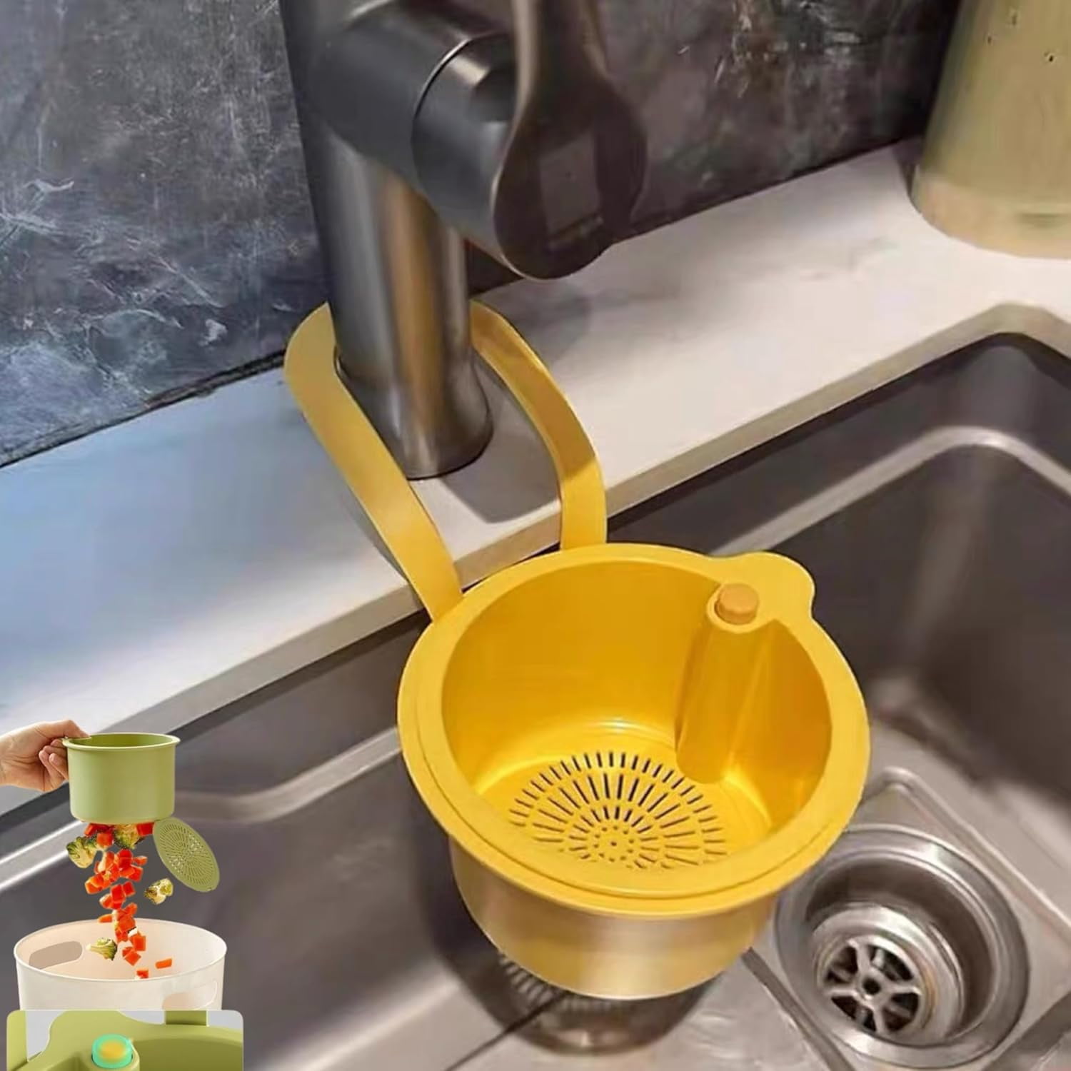 Kitchen Sink Strainer Basket, Hanging Corner Food Waste Grabber, Drain ...