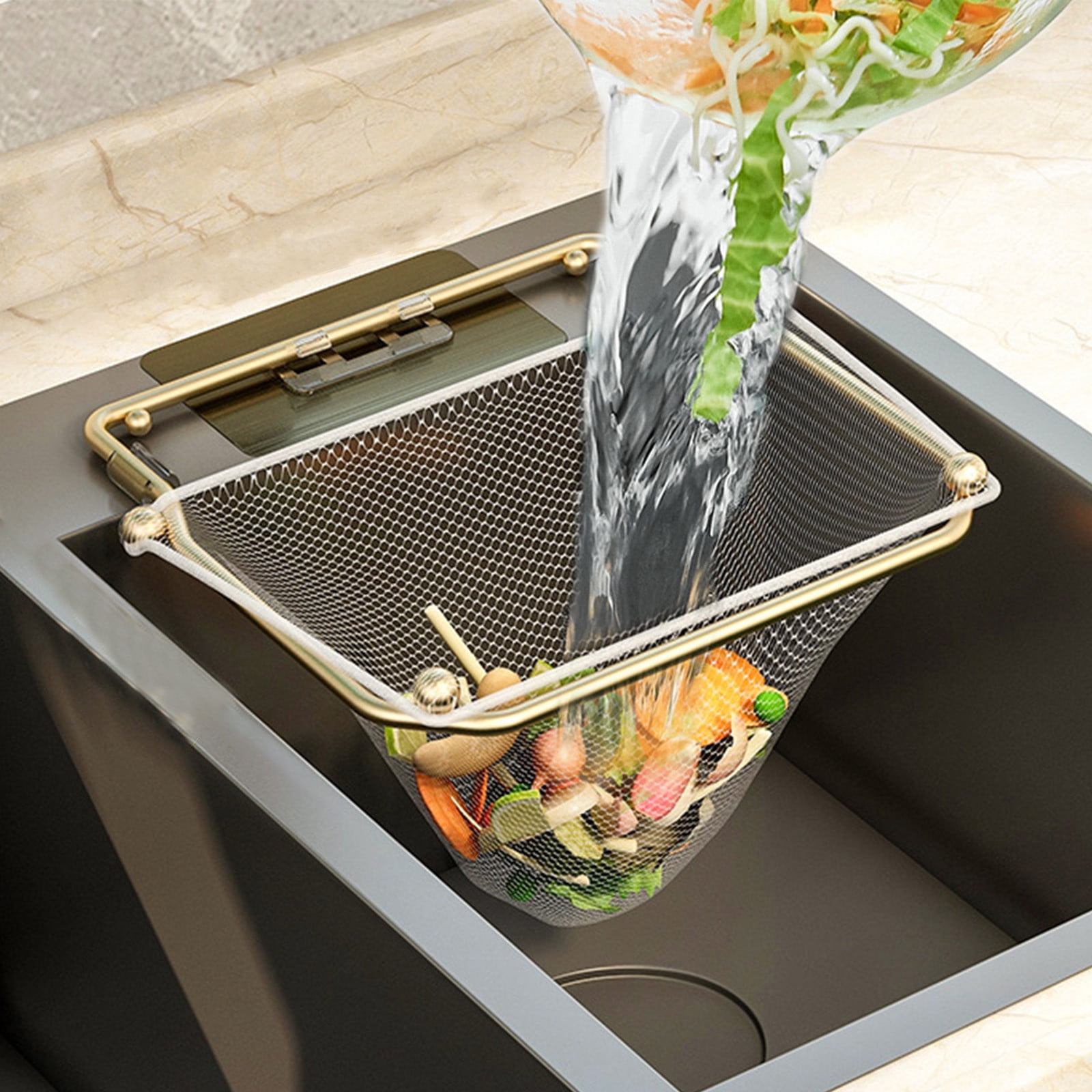 Kitchen Sink Strainer with Filter Mesh Bags, Steel Food Catcher Garbage ...