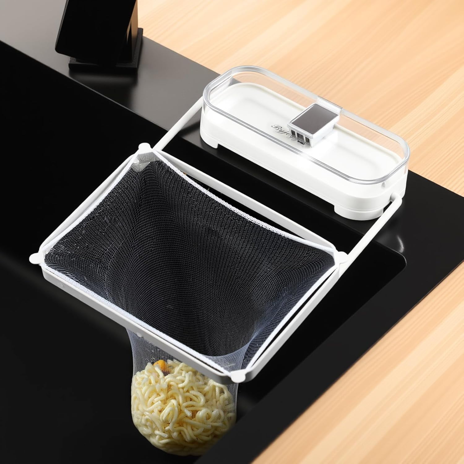 Kitchen Sink Strainer Foldable Food Catcher Basket with Net, Suction ...