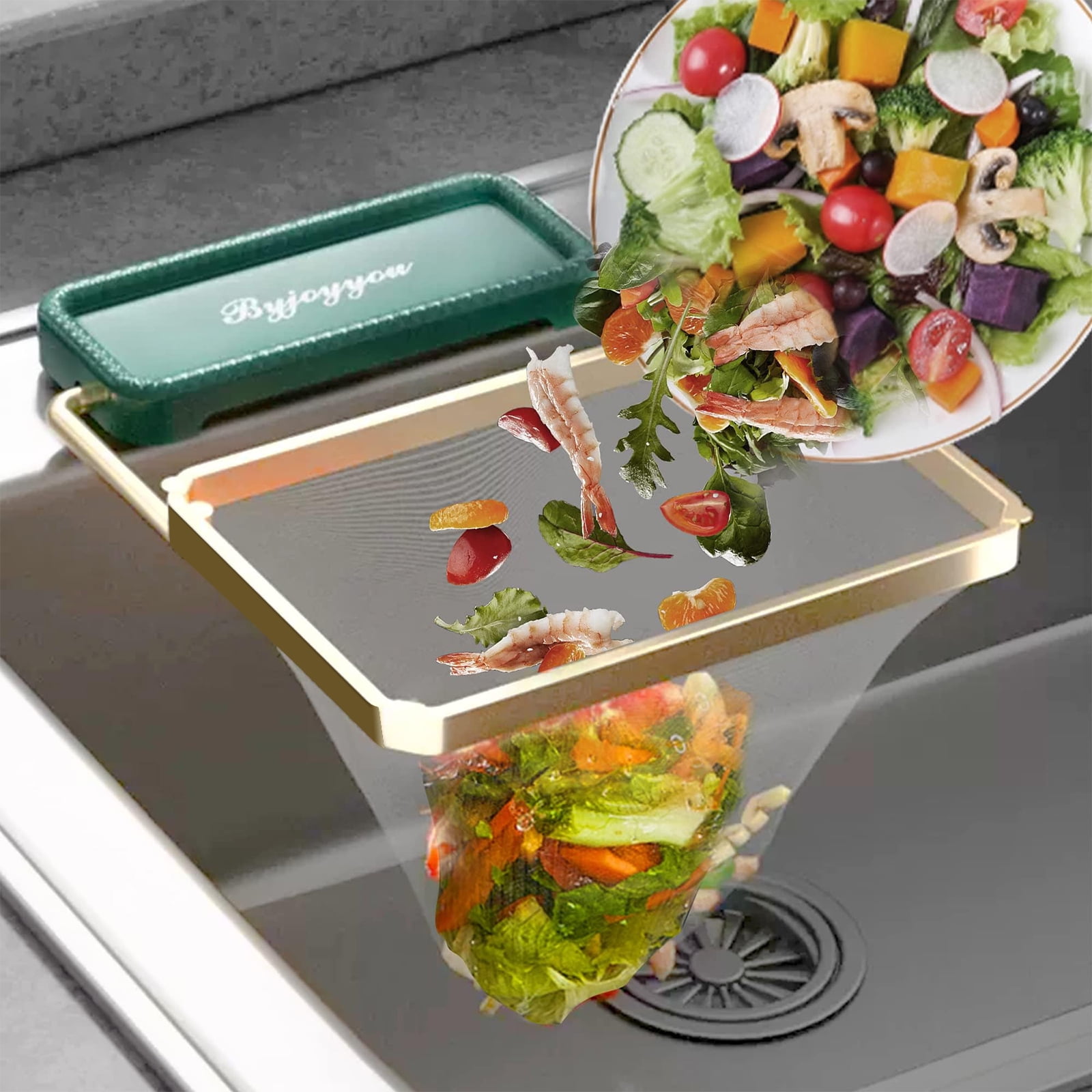 Kitchen Sink Strainer Rack, Foldable Sink Drain Basket with 100Pcs ...