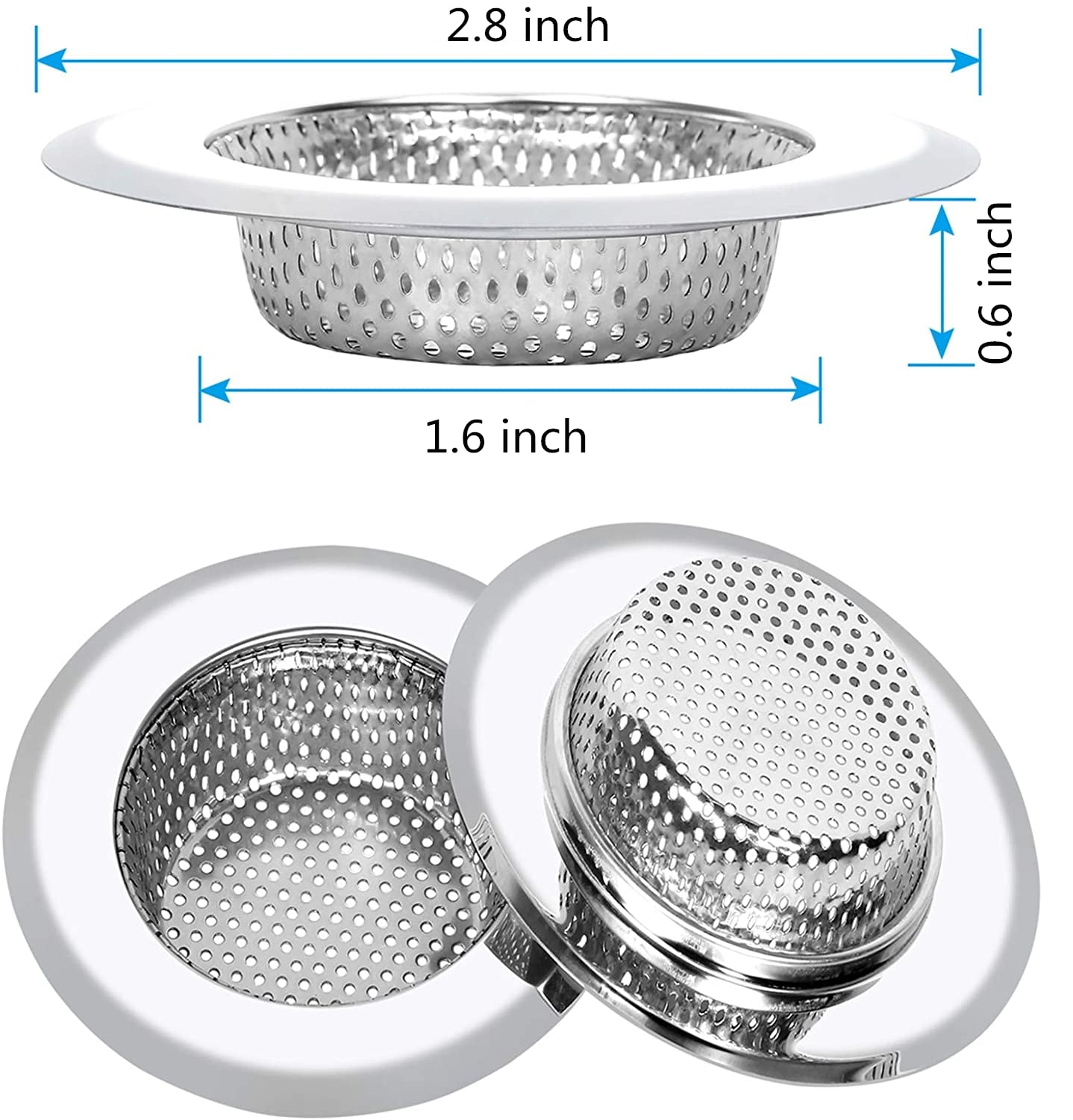Kitchen Sink Strainer Stainless Steel Drain Filter Strainer with Large ...