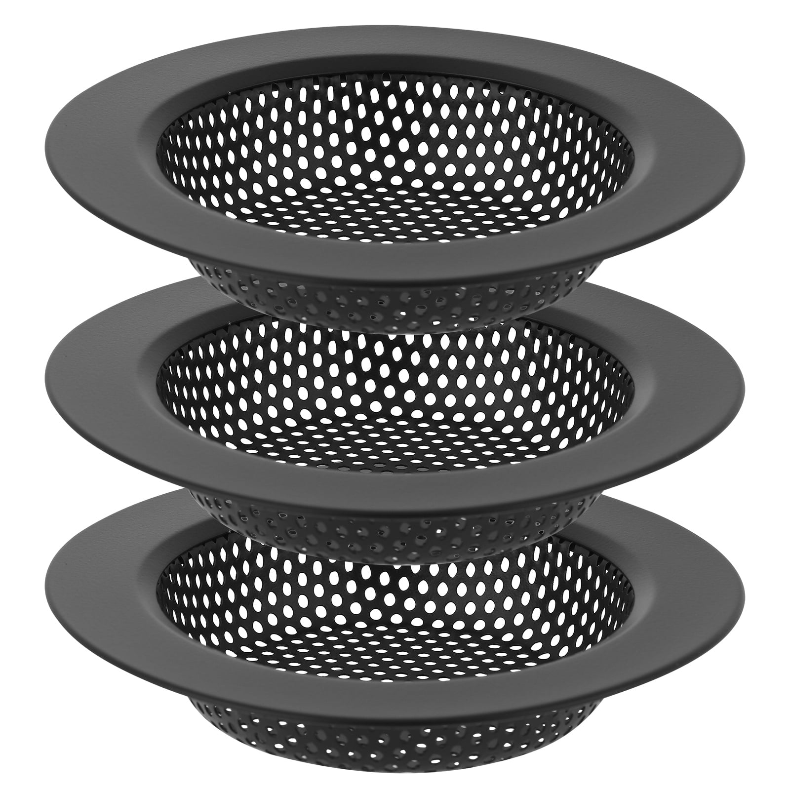 Kitchen Sink Drain Strainer, 3 Pack Stainless Steel and Black Mesh Sink ...