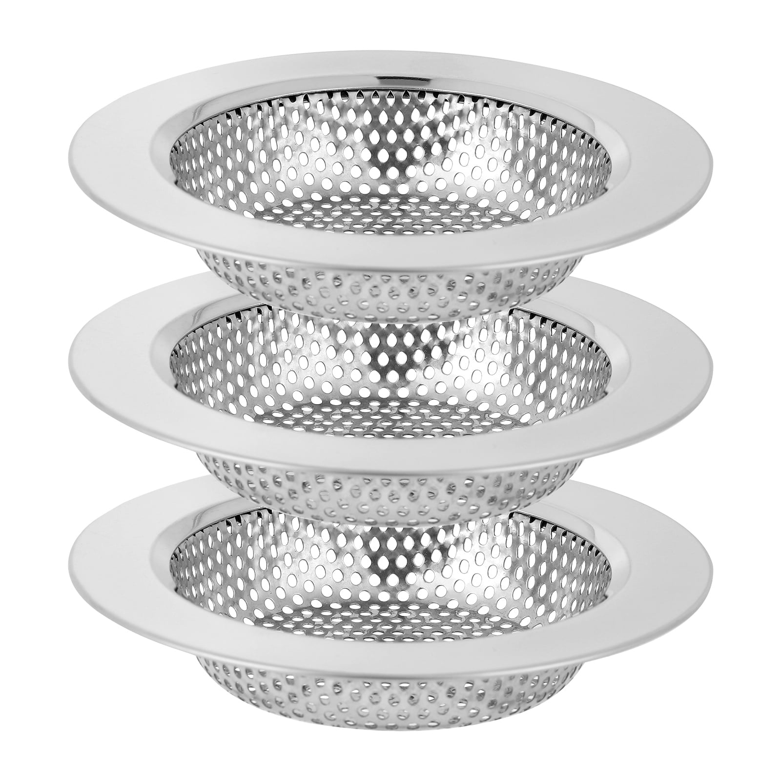 3 Pack Kitchen Sink Strainer, Stainless Steel, Large Wide Rim 4.5 ...