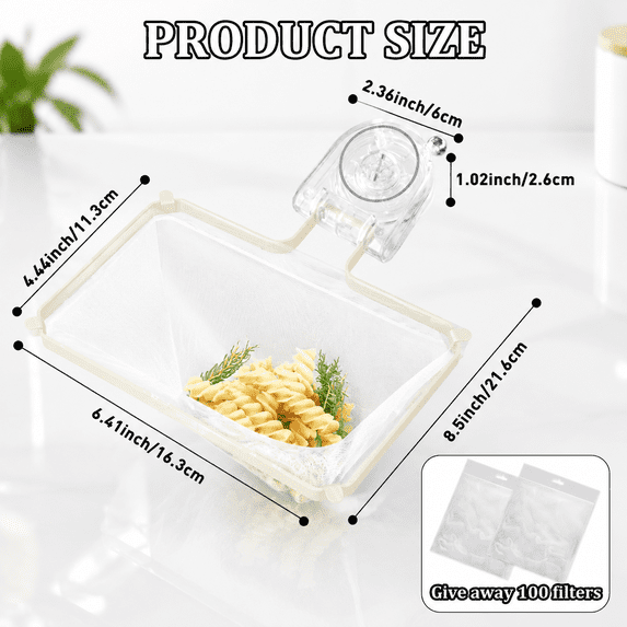 Kitchen Sink Strainer With 100 Filter Bag Food Waste Basket Suction Cup ...