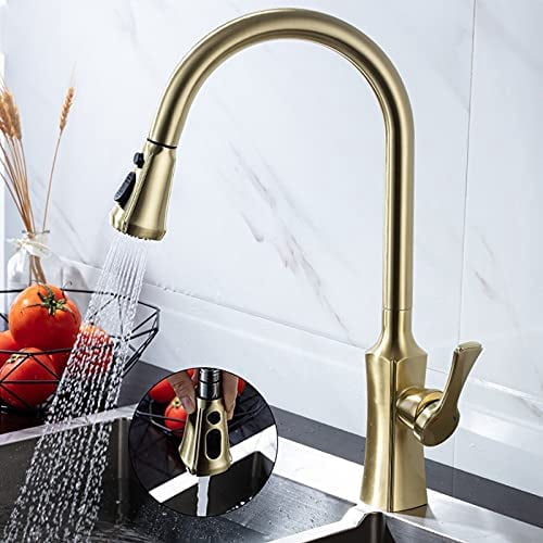 Kitchen Sink Tap for Bar Farmhouse Commercial, Brushed Gold Kitchen ...