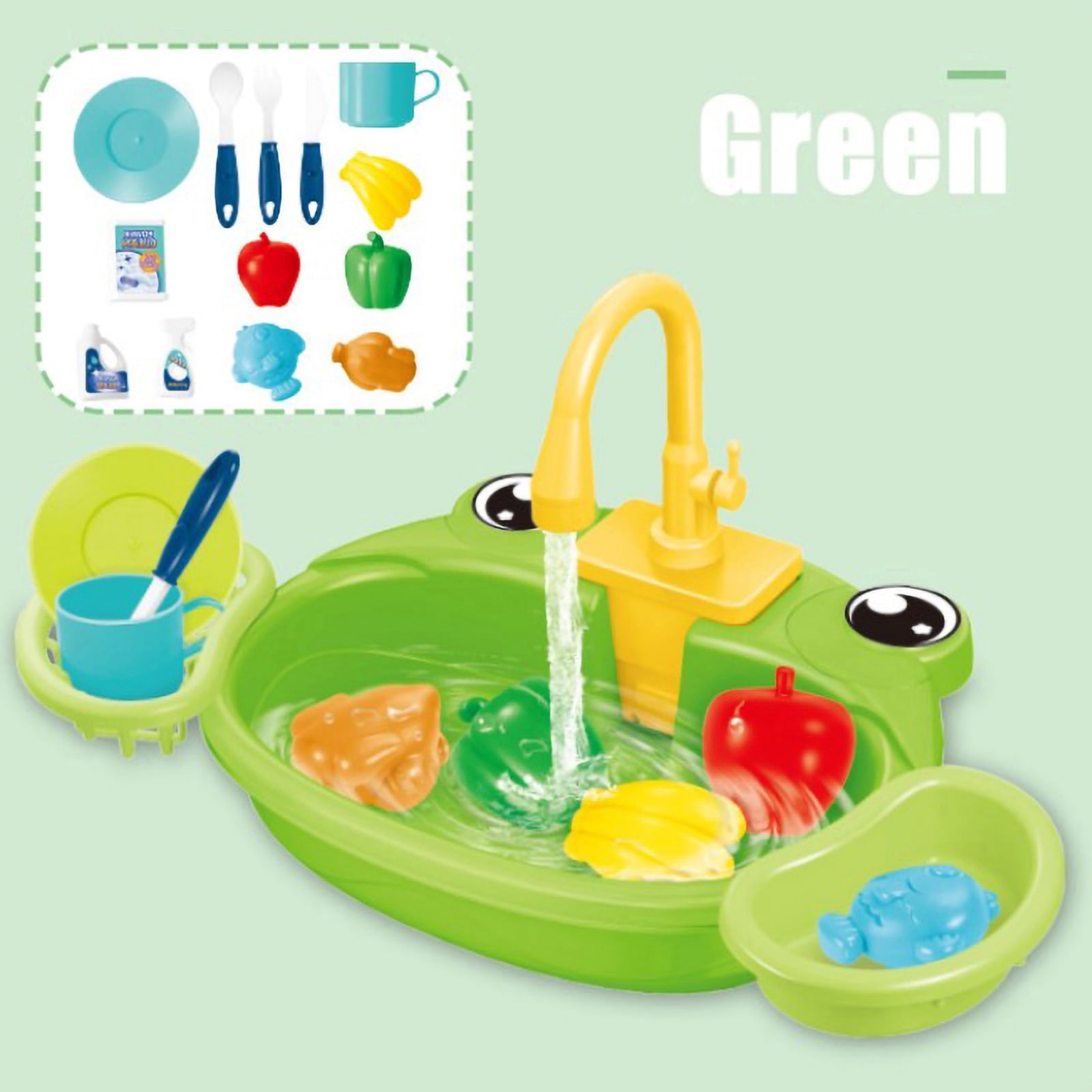 Kitchen Sink Toy Play Sink with Running Wate Kids Pretend Role Play ...