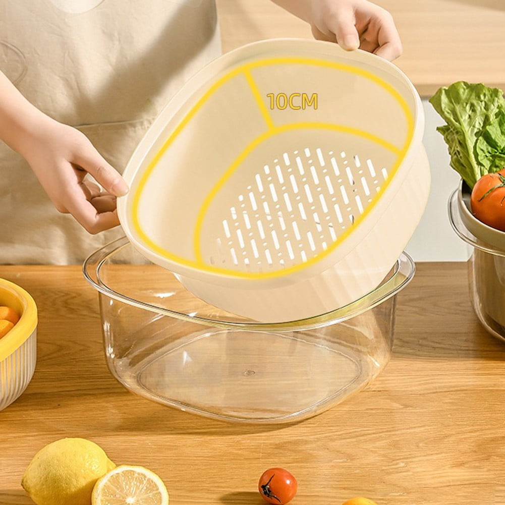 Kitchen Sink Vegetable Basin Draining Basket Fruit Washing Tray Double ...