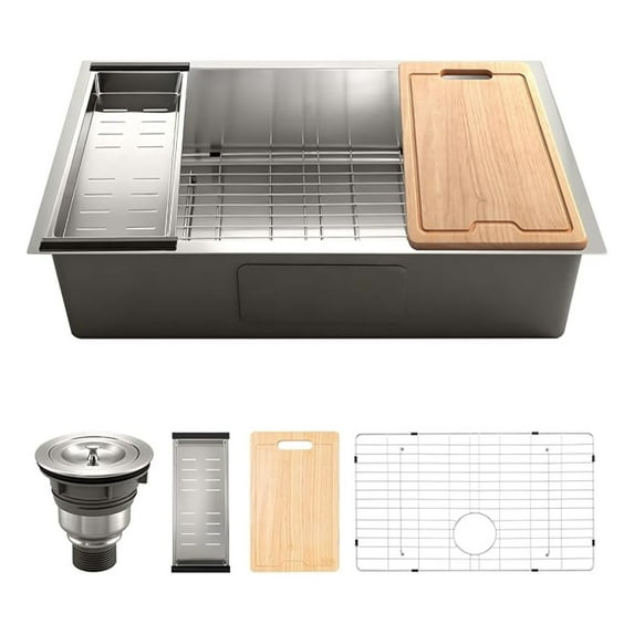 Kitchen Sinks, 32 x19 Inch Stainless Steel Undermount Kitchen Sink, 16 ...