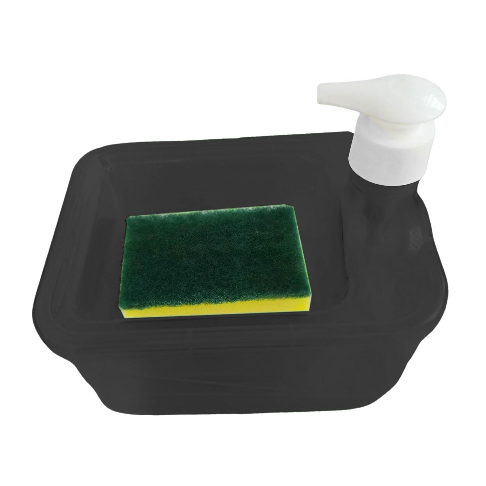 Kitchen Soap Dispenser Liquid Pump Bottle with Built-in Sponge Storage ...