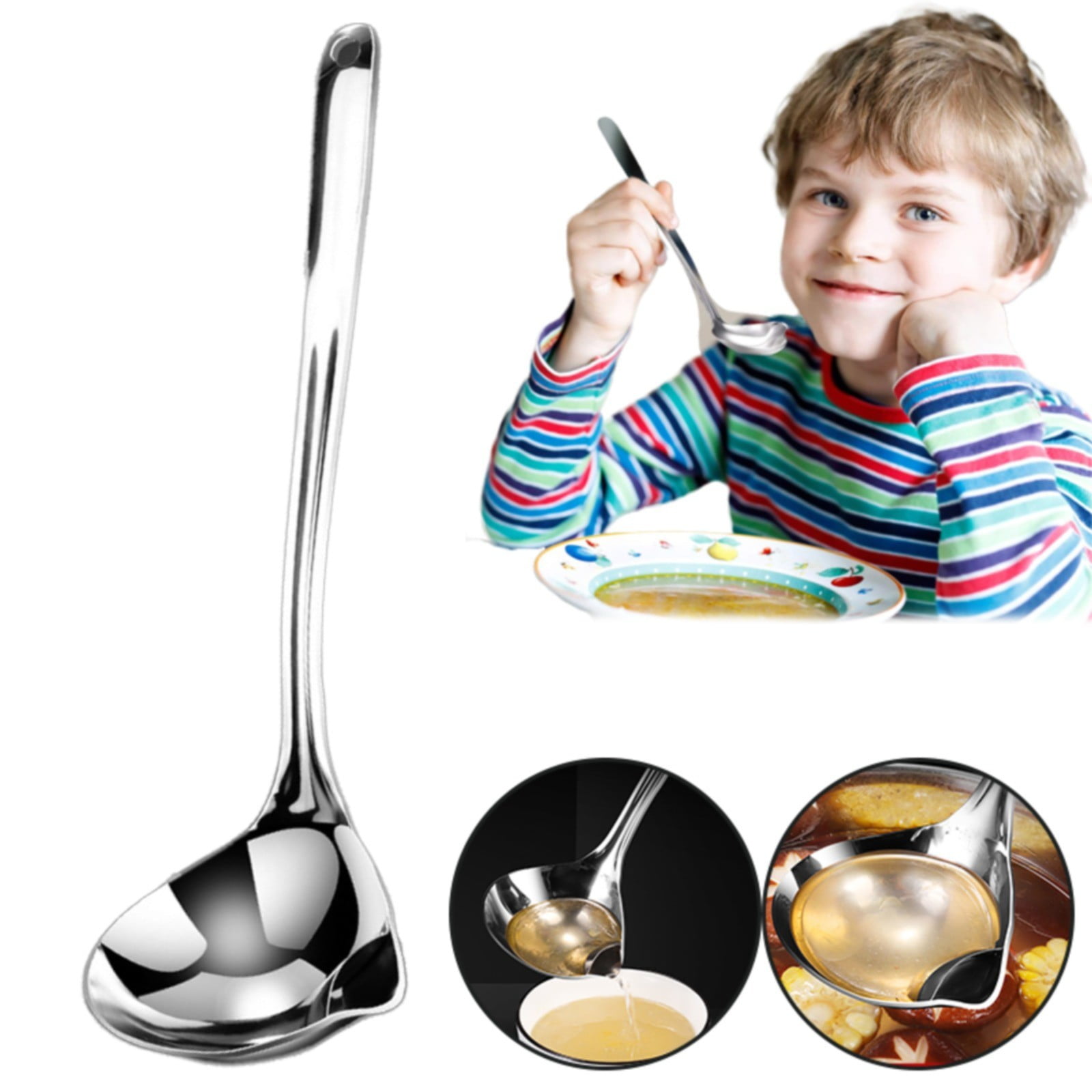 Kitchen Soup Ladle 304 Stainless Steel Punch Metal Luminous Ladell ...