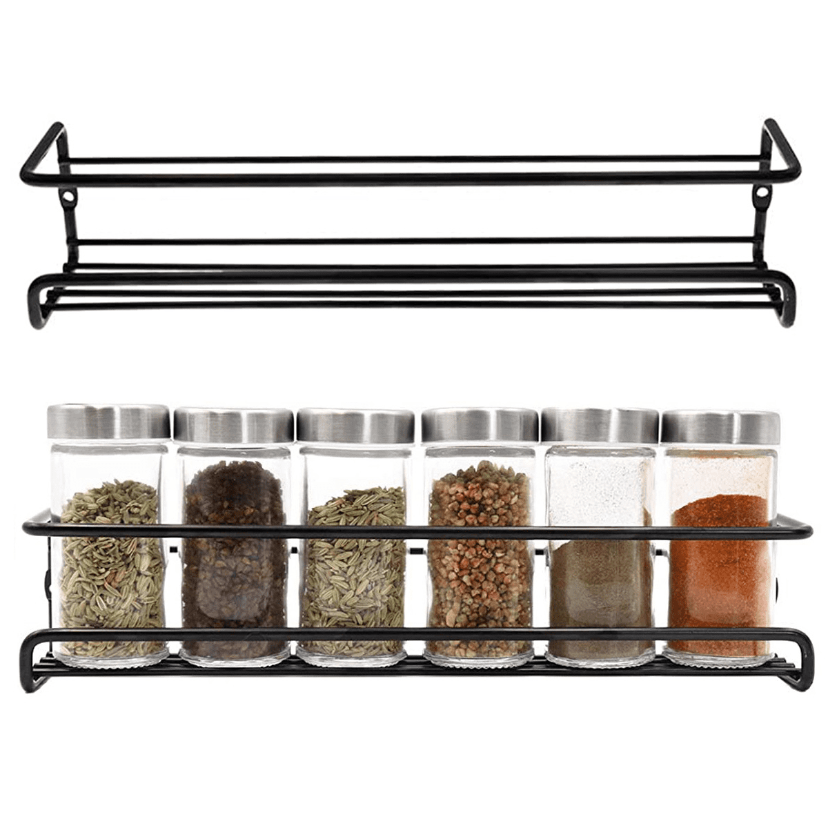 Kitchen Space Saver Spice Rack Organizer, Premium Black Spice Rack ...