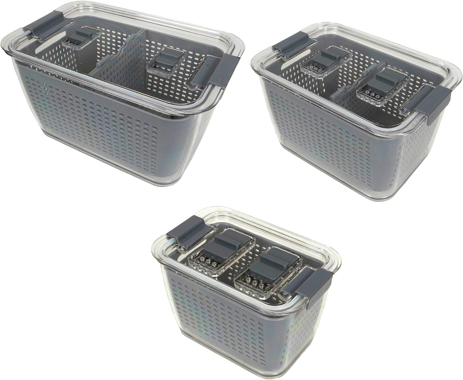 Kitchen Spaces Colander Food Storage Containers, Variety Pack, Gray, 3 ...
