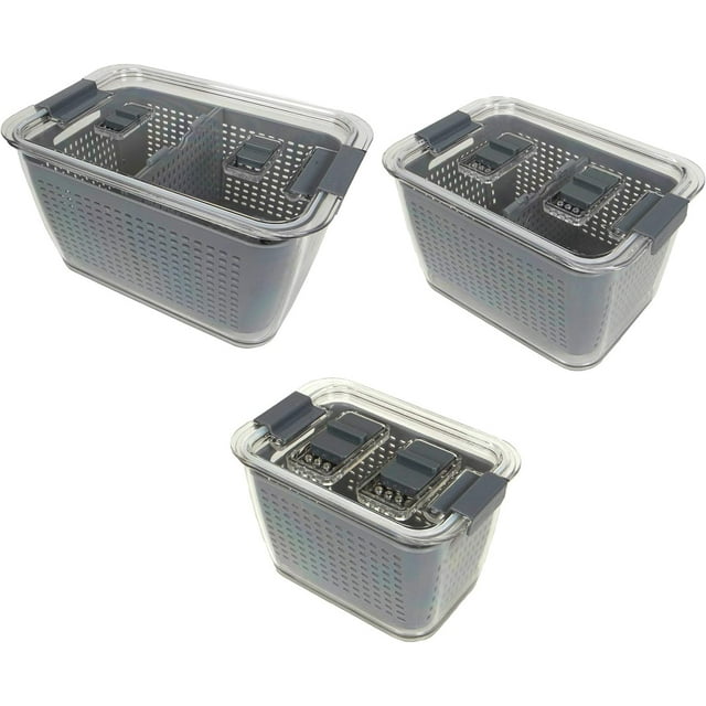 Kitchen Spaces Colander Food Storage Containers For Fridge, Gray ...