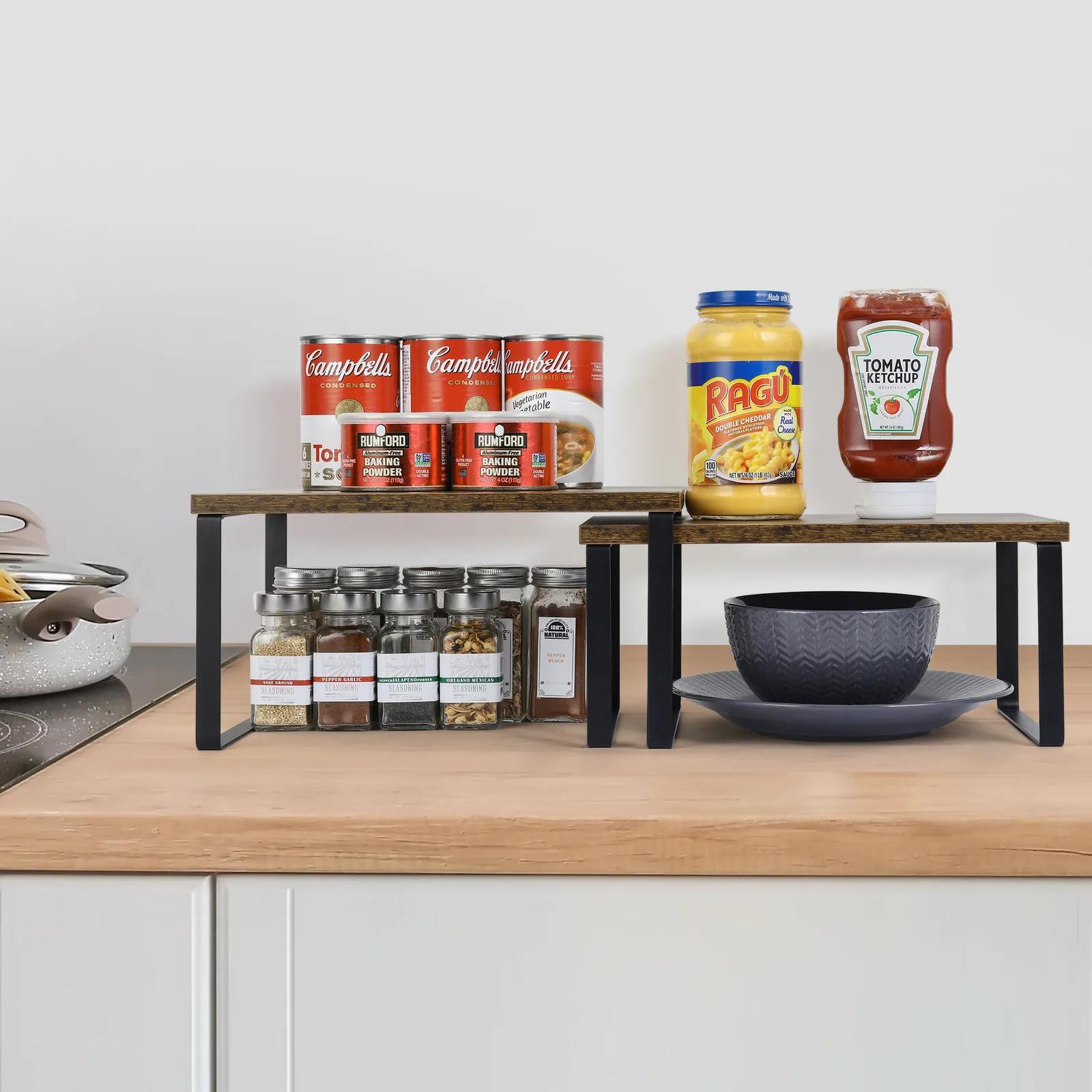 Kitchen Spice Rack Table Shelves Wood Storage Racks for Cabinet ...