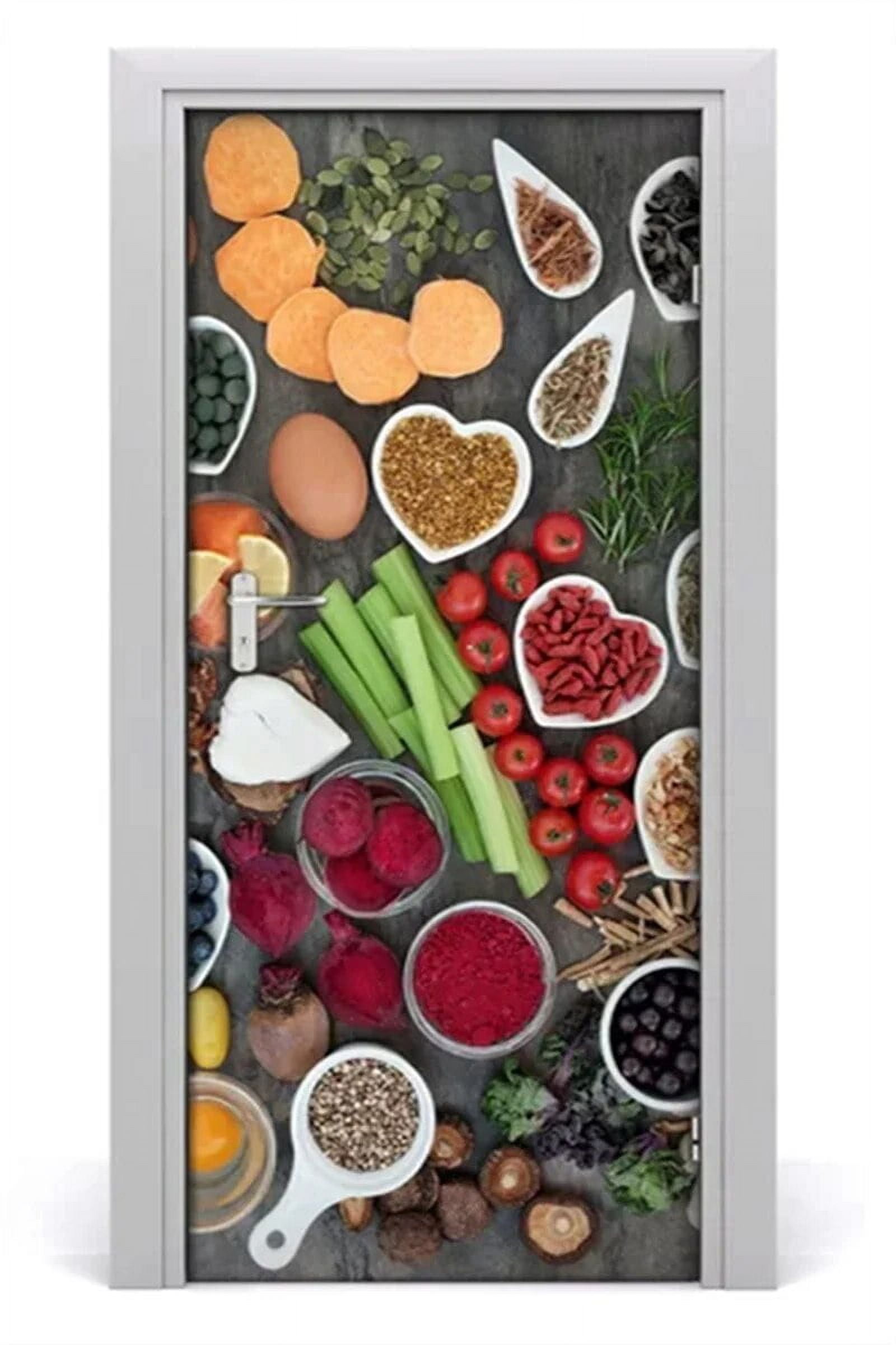 Kitchen Spices Wallpaper Sticker Food Ingredients Door Stickers Self ...