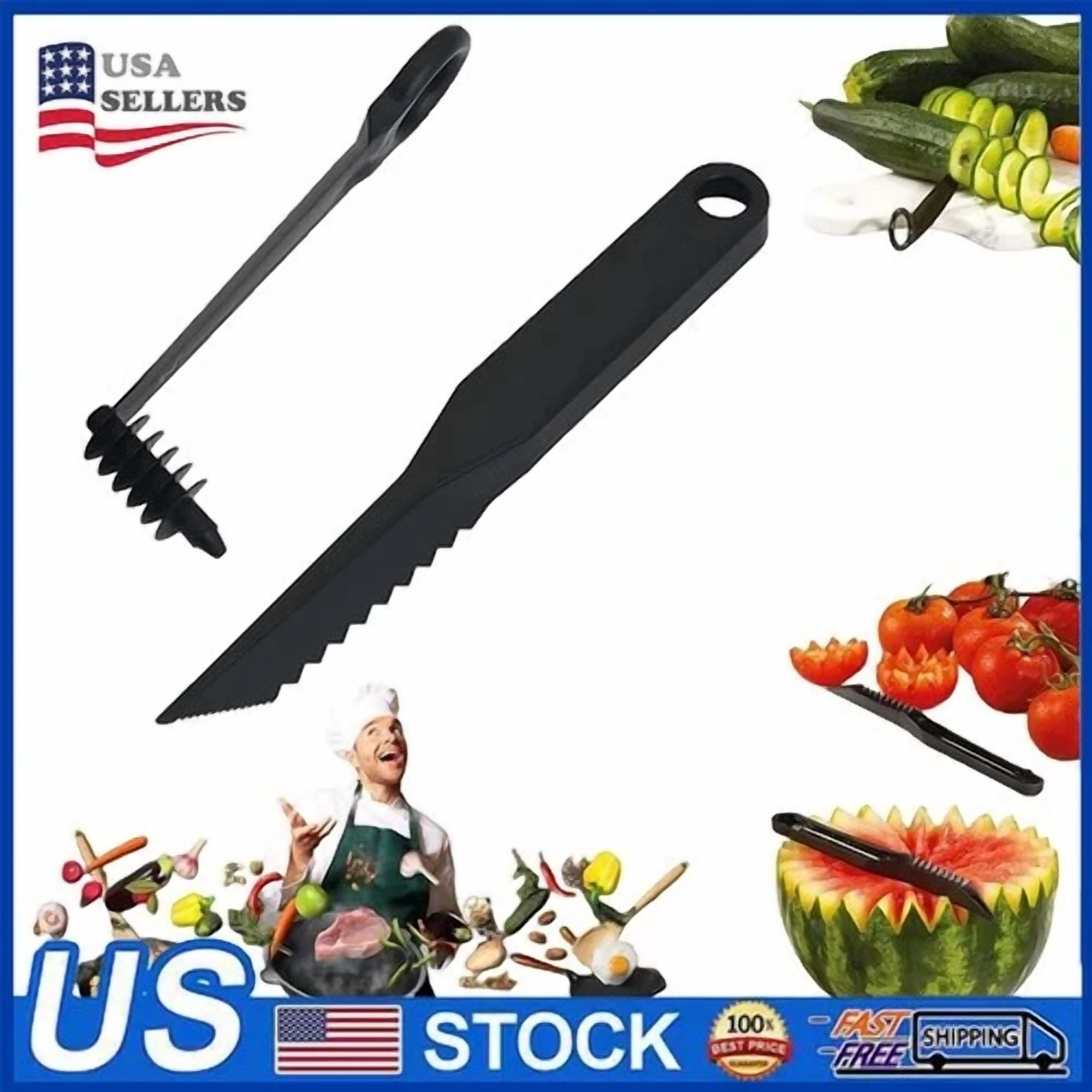 Kitchen Spiral And V-Shaped Tools,2In1 Spiral Cutter And V-Shaped Fruit ...