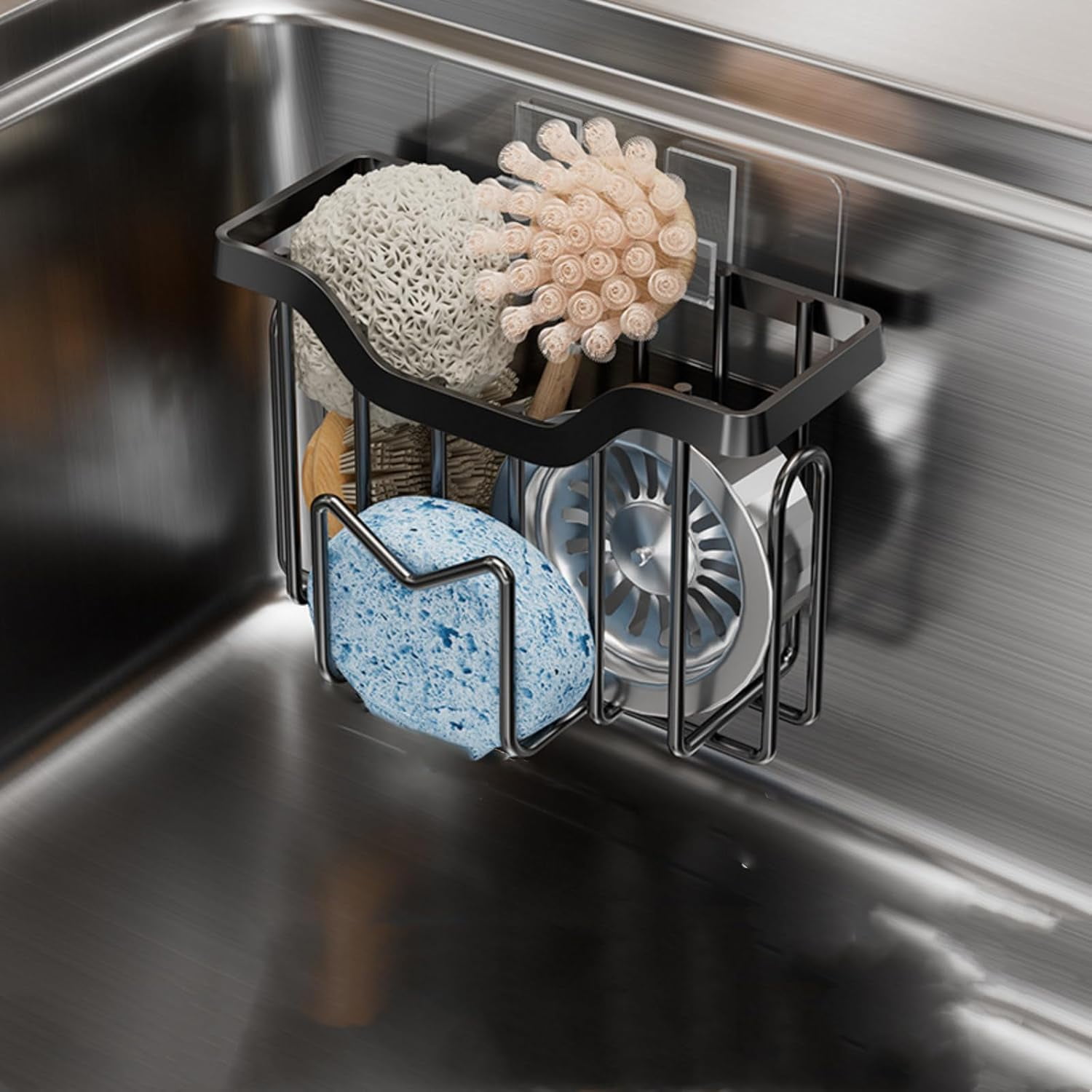 Kitchen Sponge Holder, Dish Brush Holder, Slim Sink Organization ...