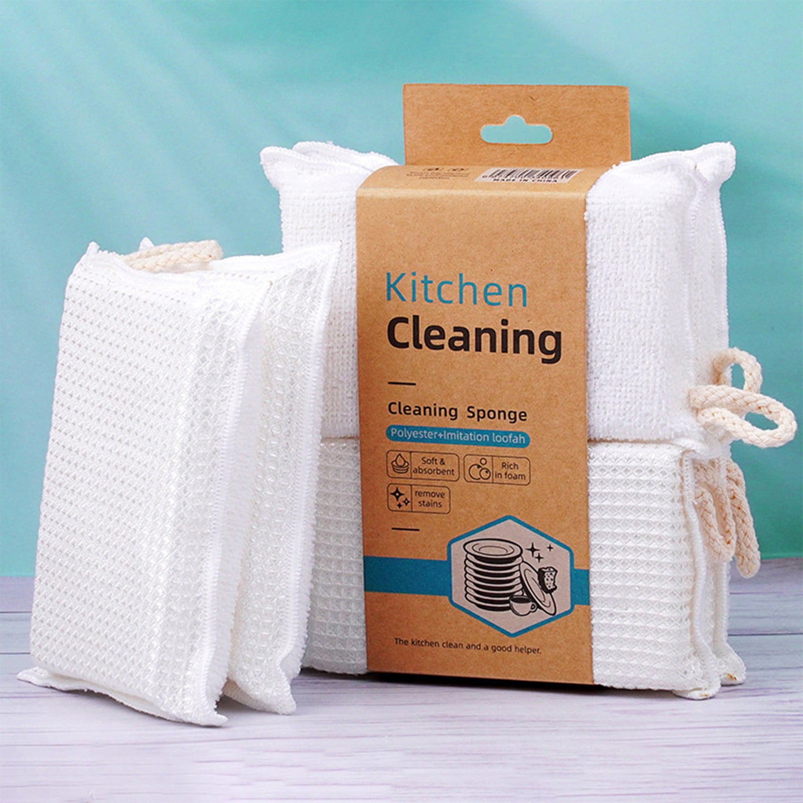 Kitchen Sponge Scouring Pad Thickened Non-Scratch & Grease-Fighting for ...