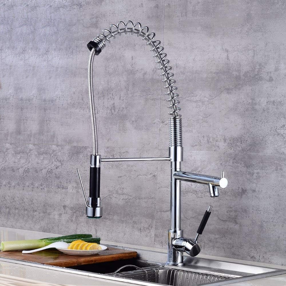Kitchen Spring Spout with Sprayer Faucet,Single Handle Swivel Head Pull ...