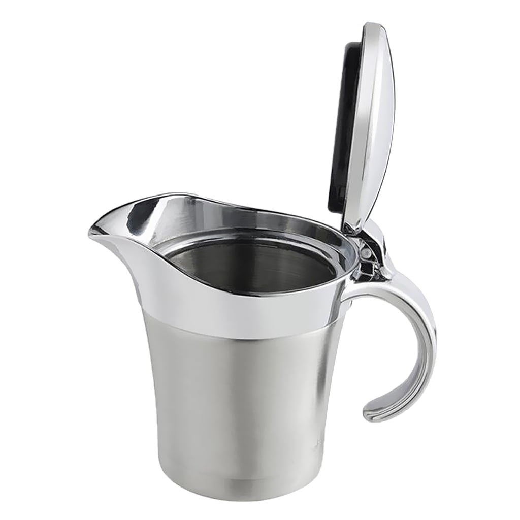 Kitchen Stainless Gravy Boat Insulated Sauce Jug Pourer with Lid ...