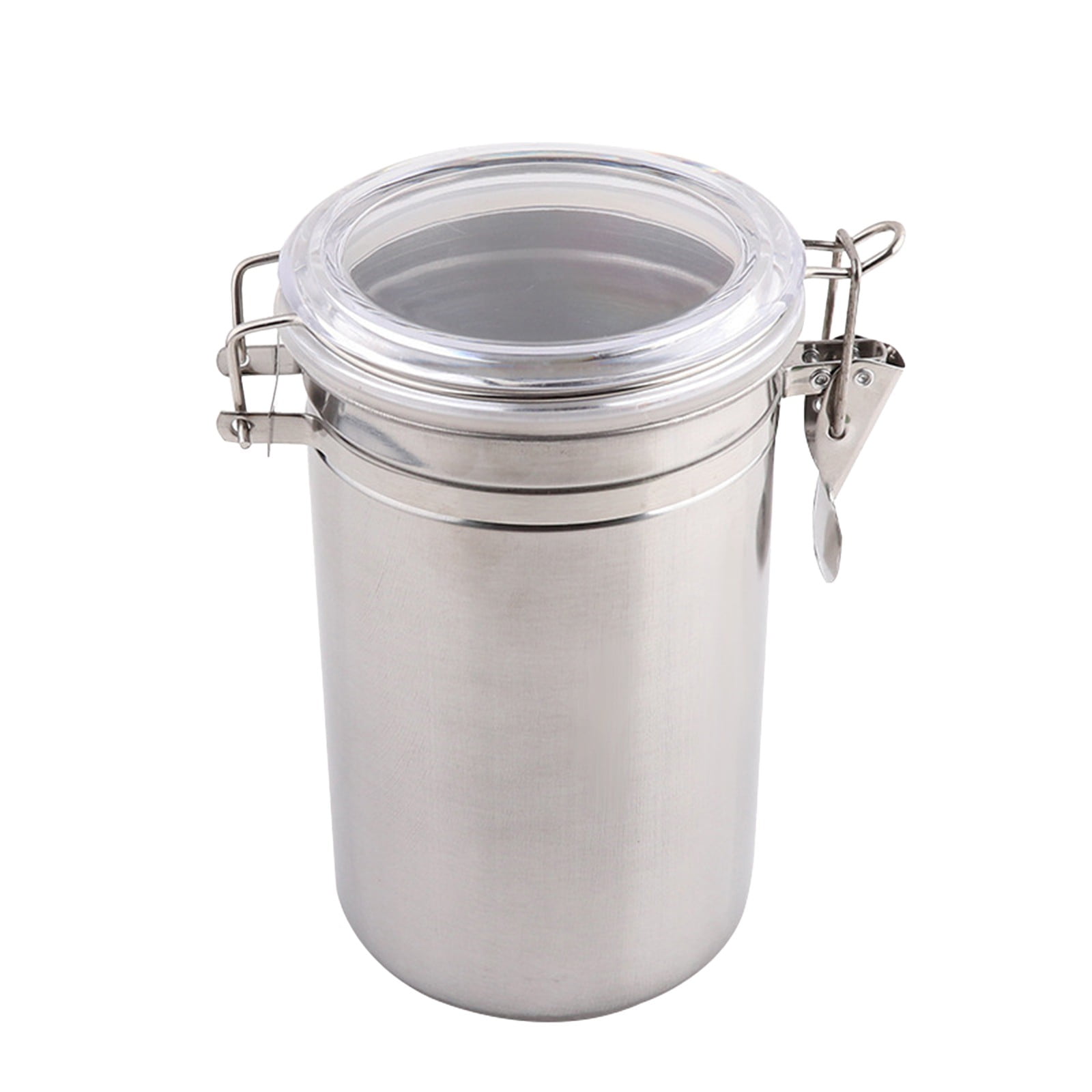 Kitchen Stainless Steel Canister Set With Clear Acrylic Lids Clamp ...