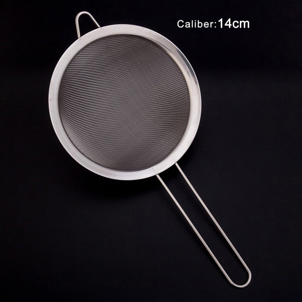 Kitchen Stainless Steel Colander Strainer Long Handled Flour Sieve ...