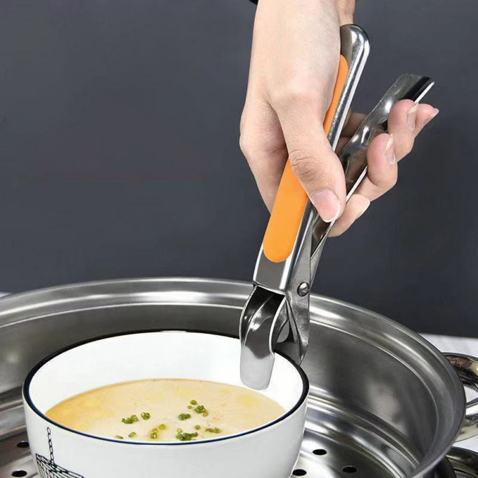 Kitchen Stainless Steel Hot Pot Gripper Pan Dish Retriever Tong Plate ...