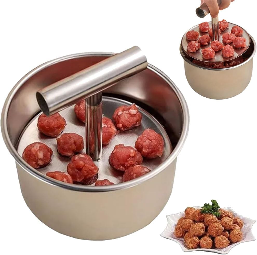Kitchen Stainless Steel Meatball Mould, 6/12 Holes Manual Meat Baller ...