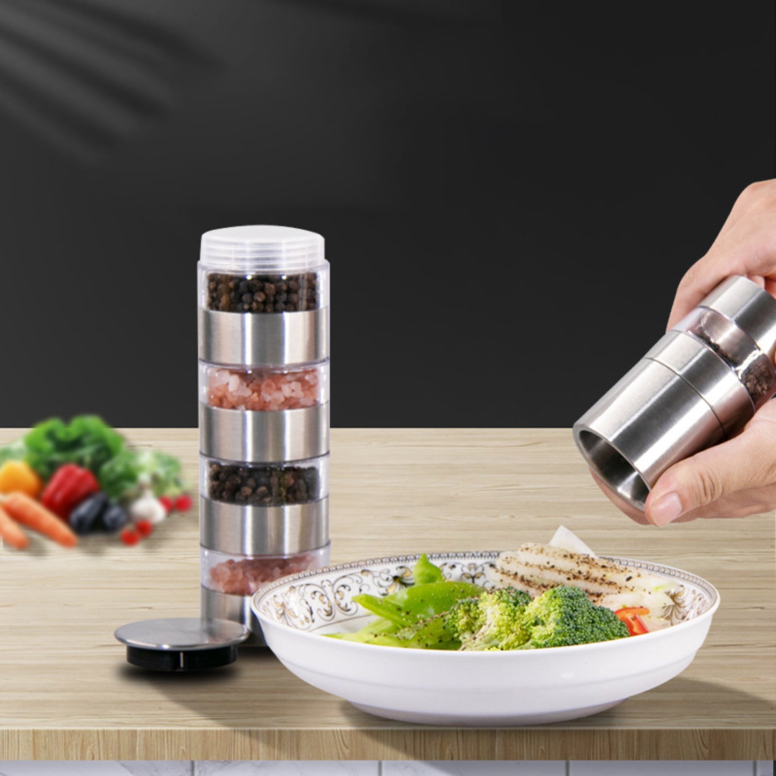 Kitchen Stainless Steel Pepper Grinder Manual M.u.lti Function Sp.ice ...
