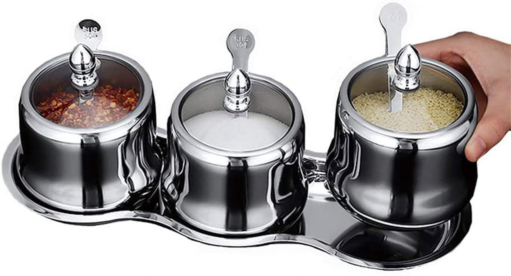 Kitchen Stainless Steel Seasoning Box Condiment Jar Set Spice Jar Spice ...