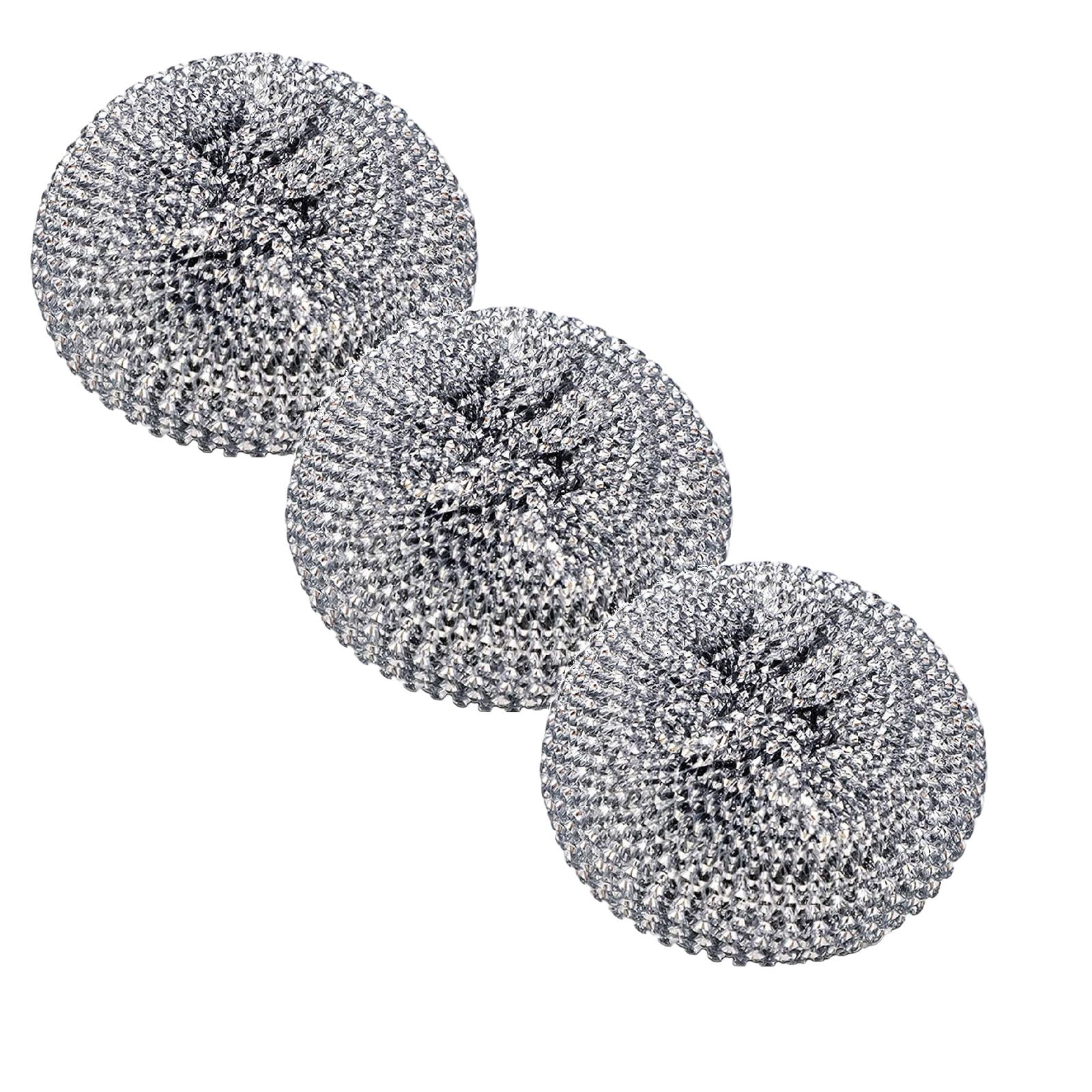 Kitchen Stainless Steel Wire Sponge for Pans-Pack of 3-Metal Scrubbers ...