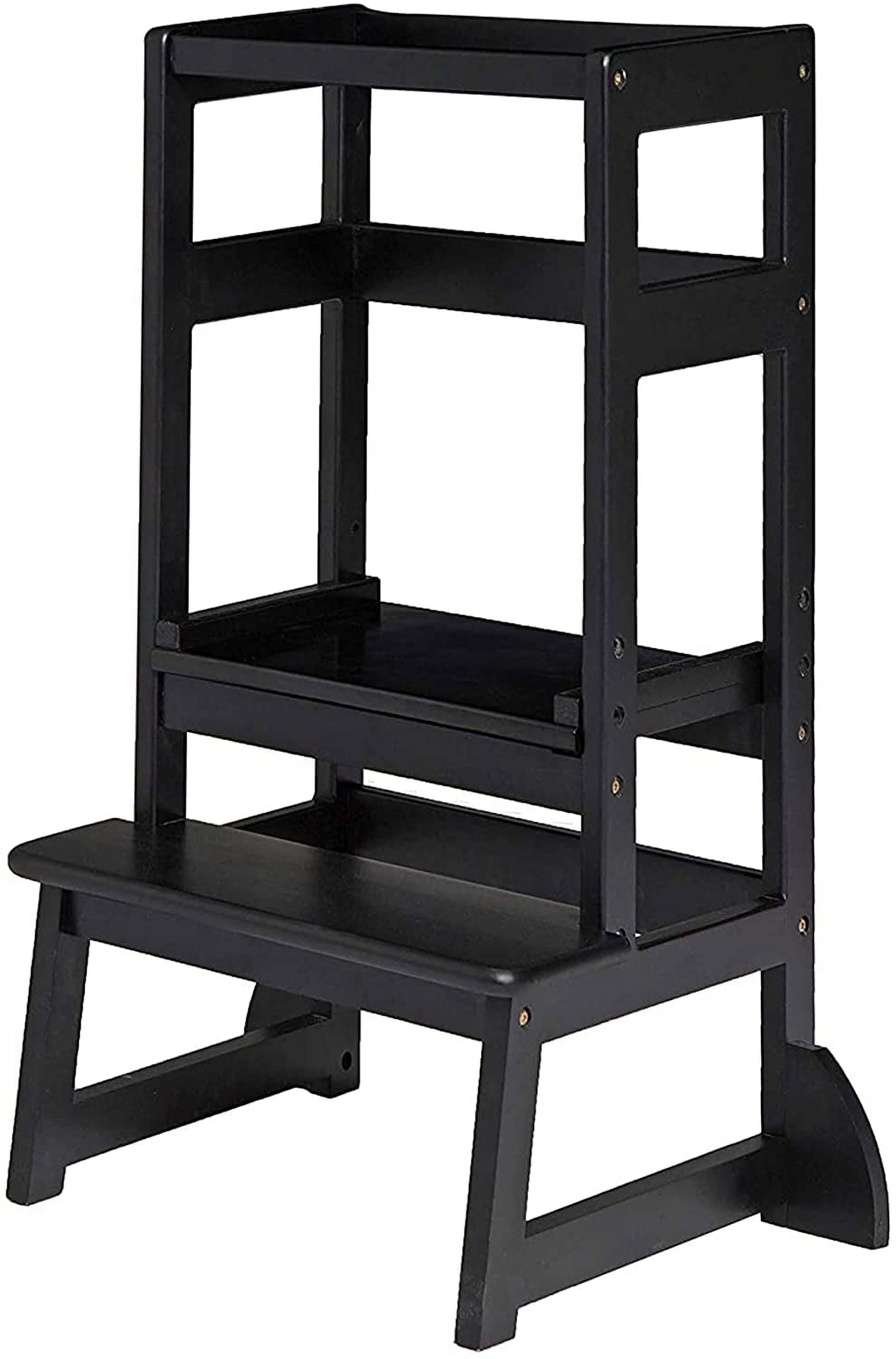 SDADI Wooden Kitchen Step Stool, Adjustable Height for Kids, Solid Wood ...