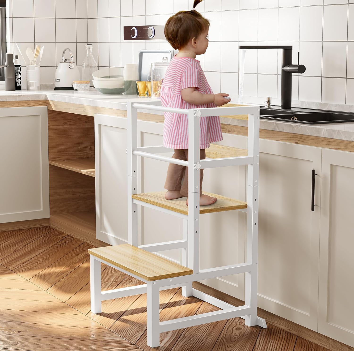 Kitchen Step Stool for Toddlers, Height Adjustable Toddler Tower with ...
