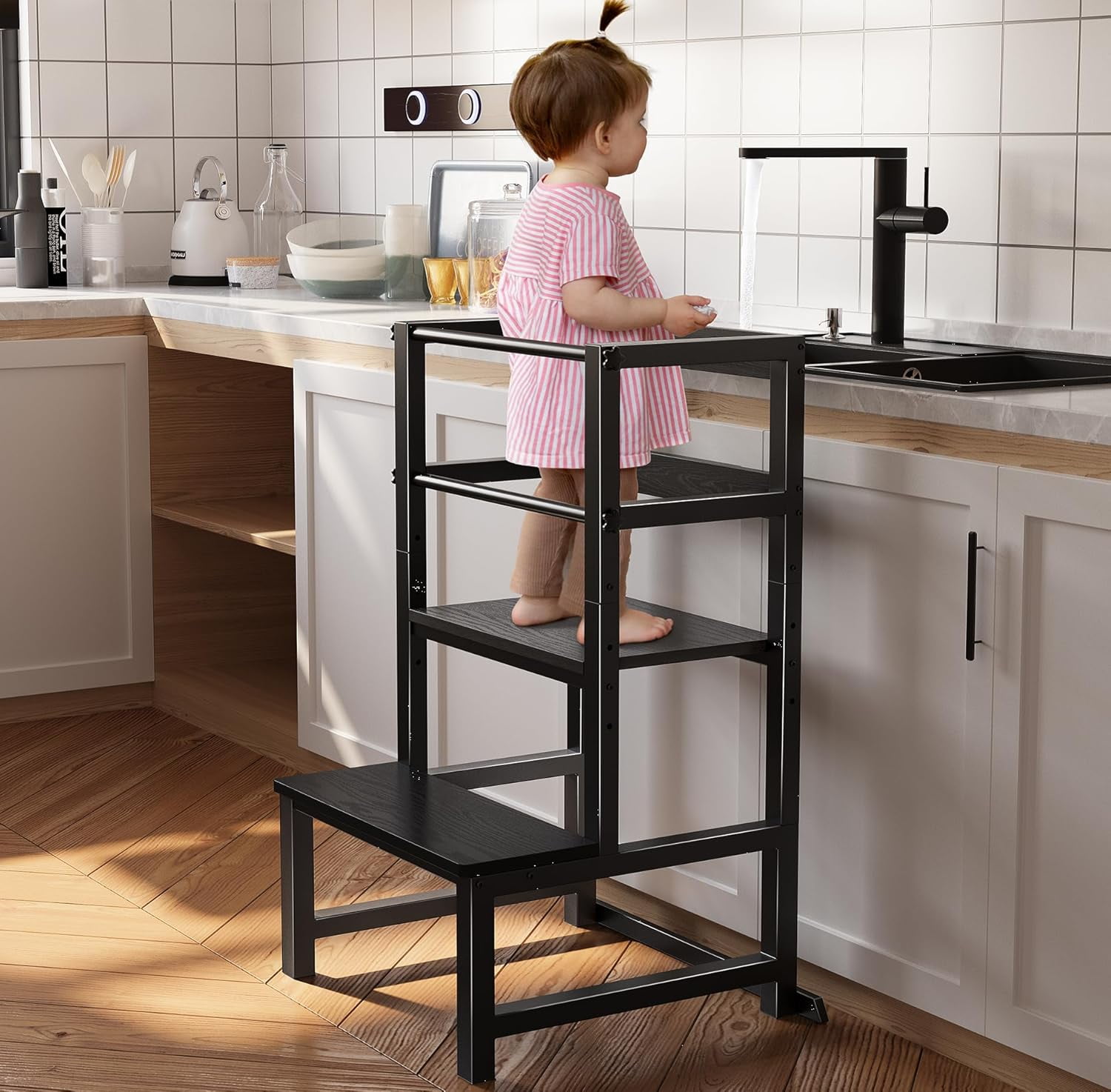 Kitchen Step Stool for Toddlers, Height Adjustable Toddler Tower with ...