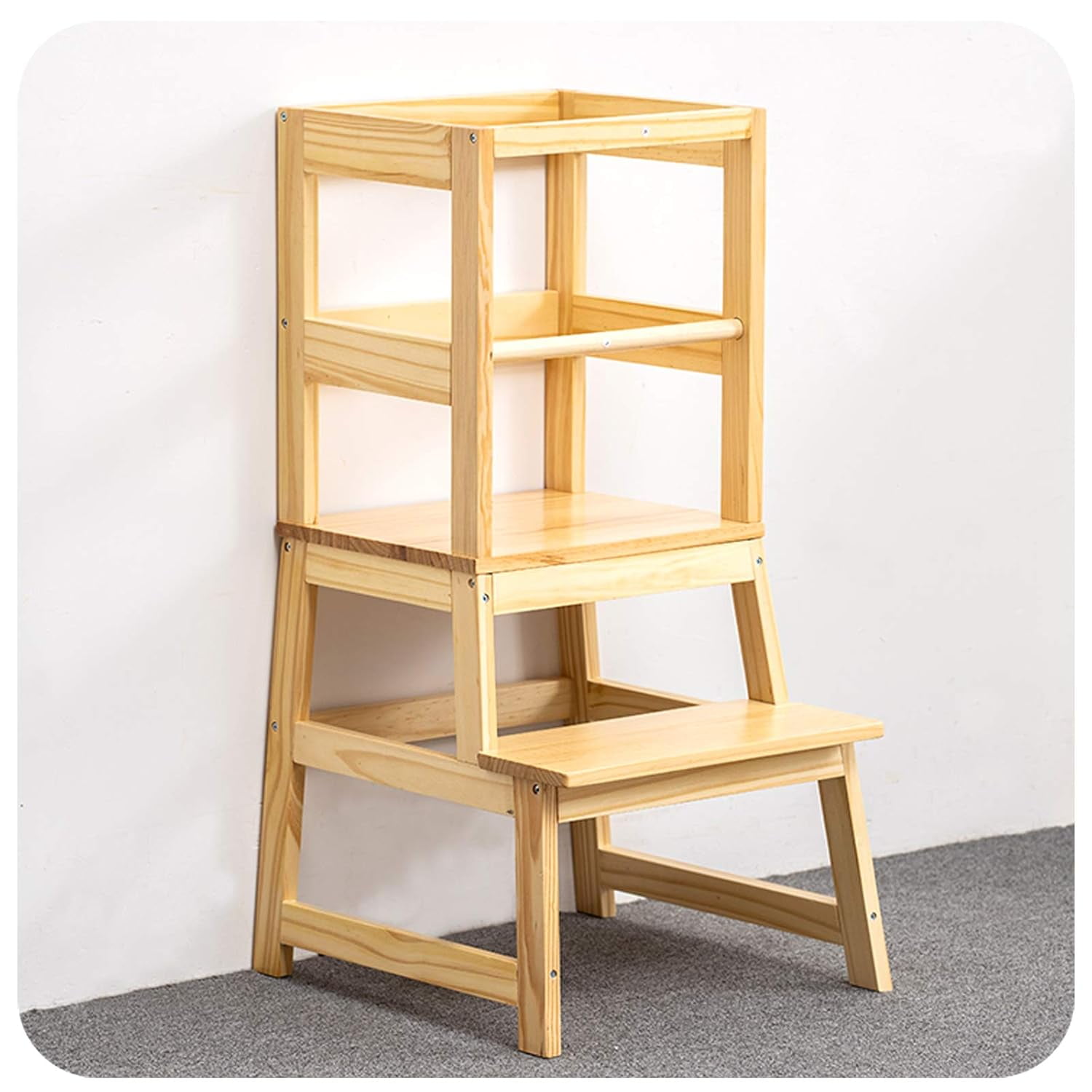 Kitchen Step Stool for Toddlers with Non-Slip Mat, Wood City Wooden ...