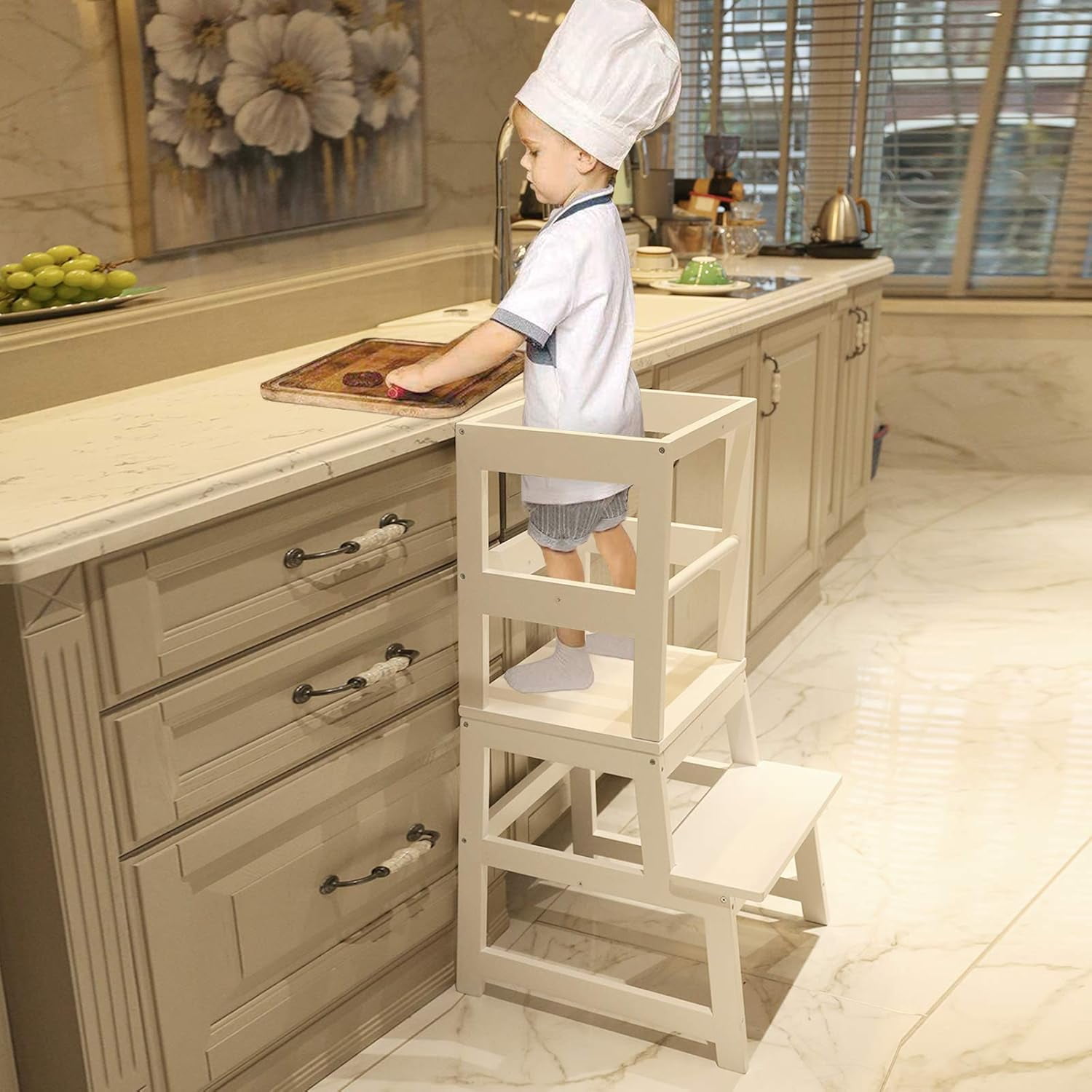 Kitchen Step Stool for Toddlers with Non-Slip Mat, Wooden Kids ...