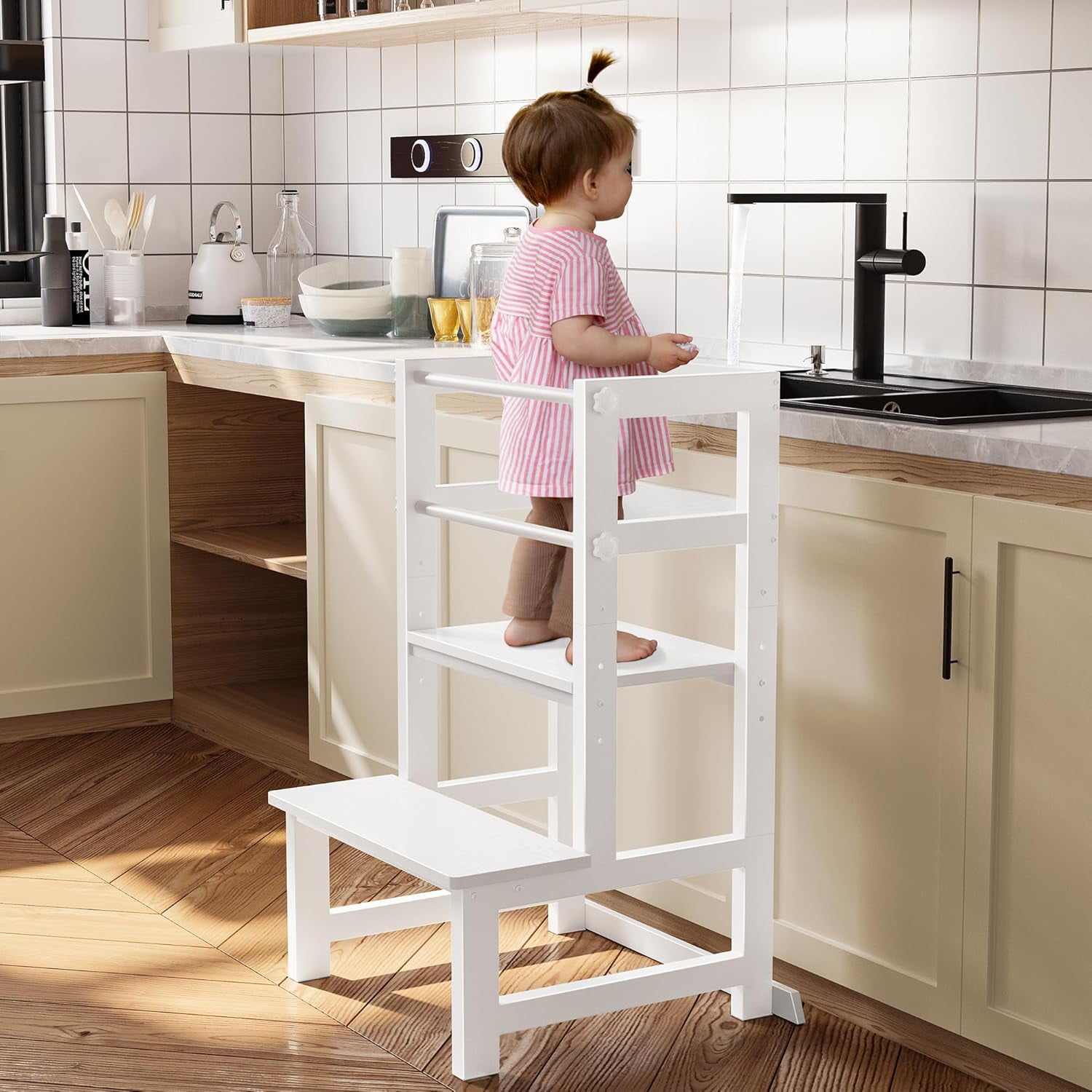Kitchen Step Stool for Toddlers, [Thicker Tube Upgraded] Anti-Tip ...