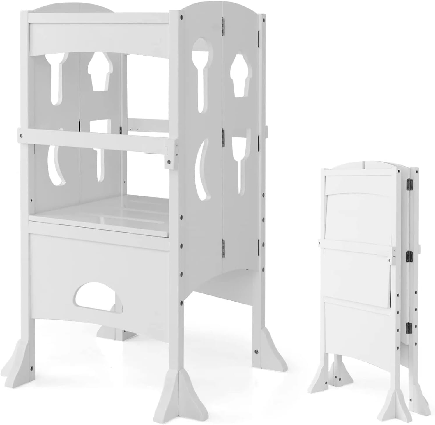 Kitchen Step Stool for Toddlers, Children Wooden Standing Tower w ...