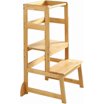 Fionafurn Kids Wooden Step Stool with Safety Rail, Adjustable Height ...