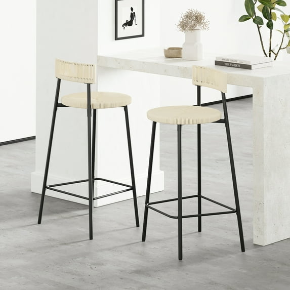 Kitchen Stools Set / Round Shape, Paper Rope Material / Protect Floors ...