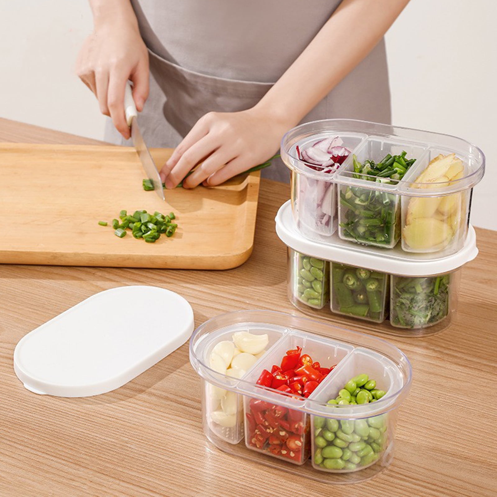 Kitchen Storage Box Save Space Stackable Grooved Draining Hole Grid ...