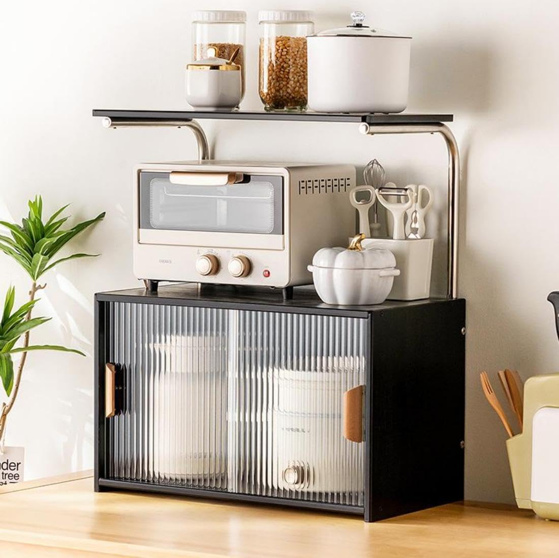 Kitchen Storage Cabinet with Adjustable Shelf, Countertop Dish ...