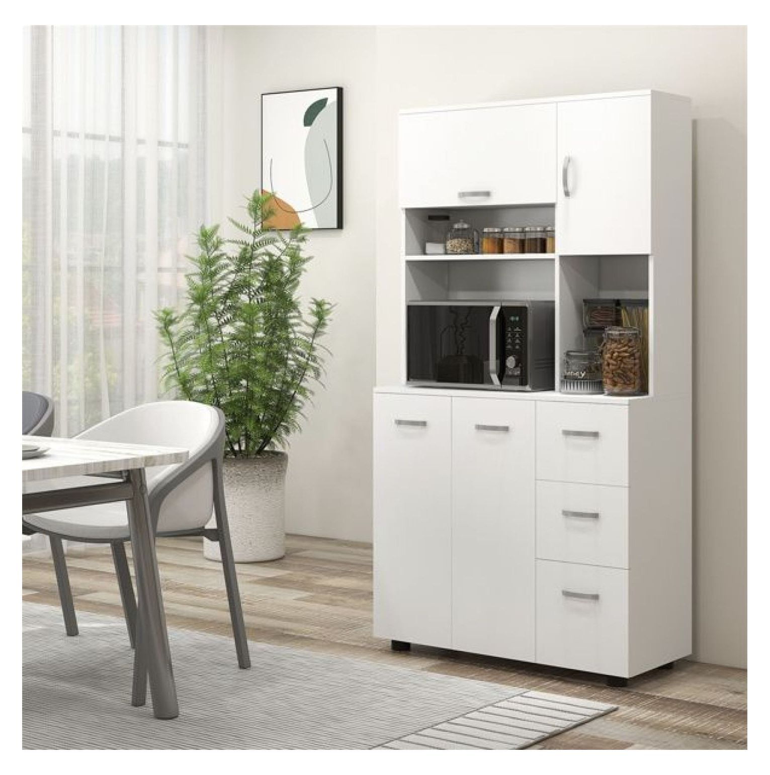 Kitchen Storage Cabinet with Drawers, White Kitchen Pantry Cabinet - 35 ...