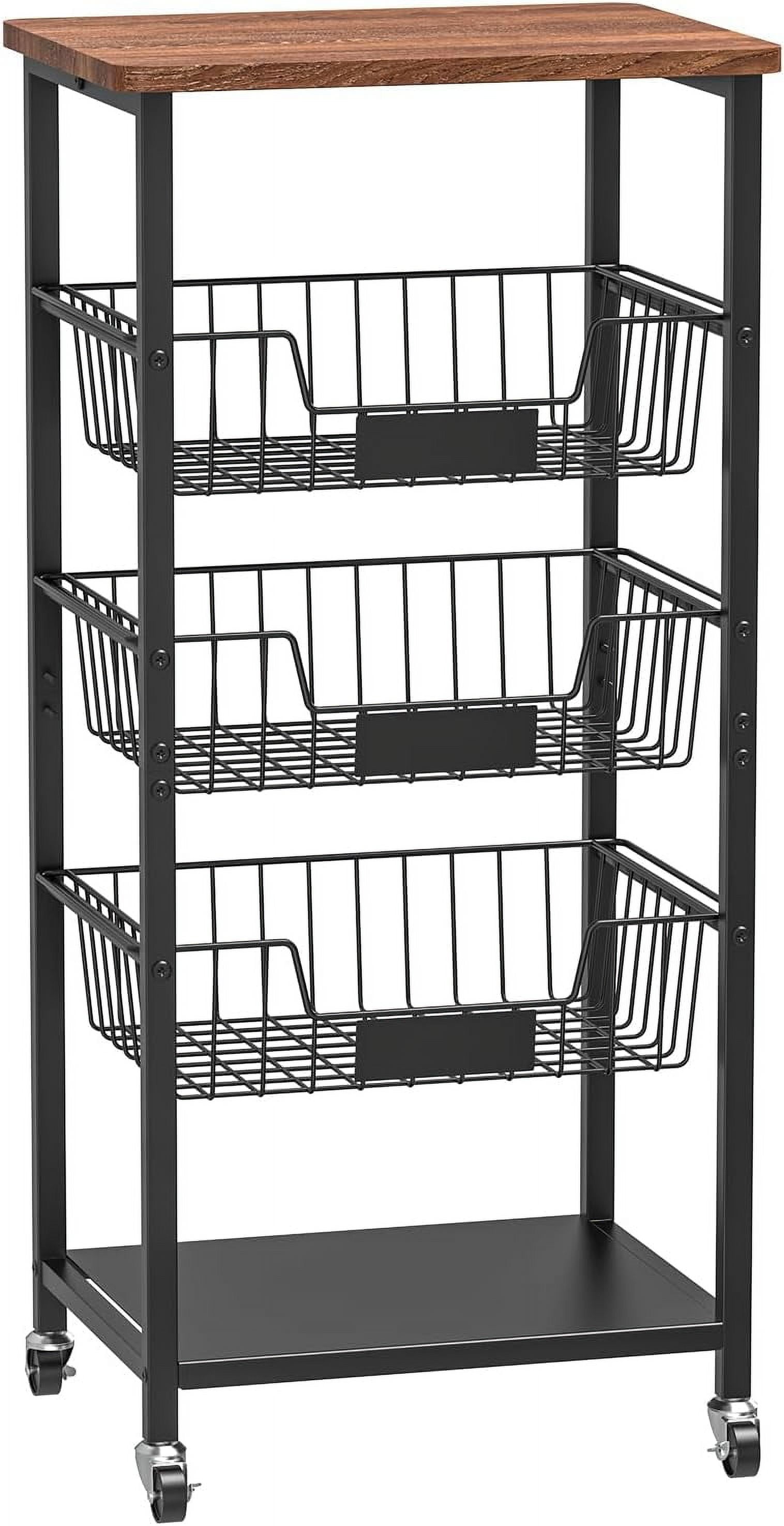 Kitchen Storage Cart, Kitchen Basket, 5-Tier Utility Organizer with ...