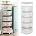 5-Tier Kitchen Storage Cart, Rotating Basket Vegetable Rack, Rolling ...