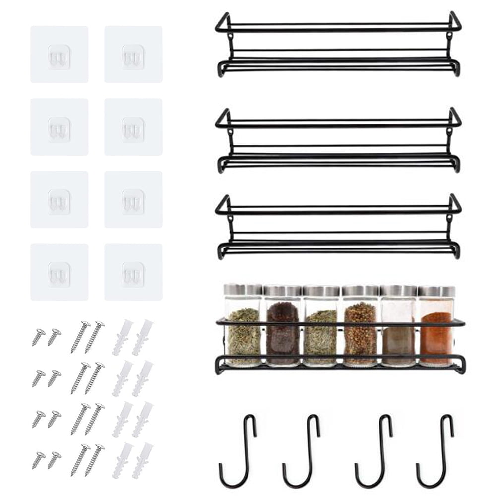 Kitchen Storage Holder Wall Mounted Spice Rack Organizer for Cabinet ...