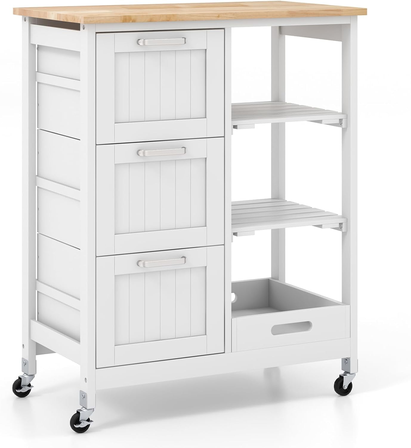 Kitchen Storage Island Cart on Wheels, Kitchen Rolling Trolley Cart ...